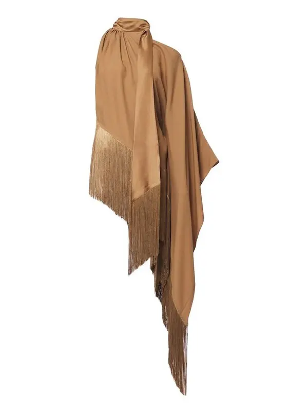 TALLER MARMO Atlas Fringed Scarf-detail Blouse - Brown