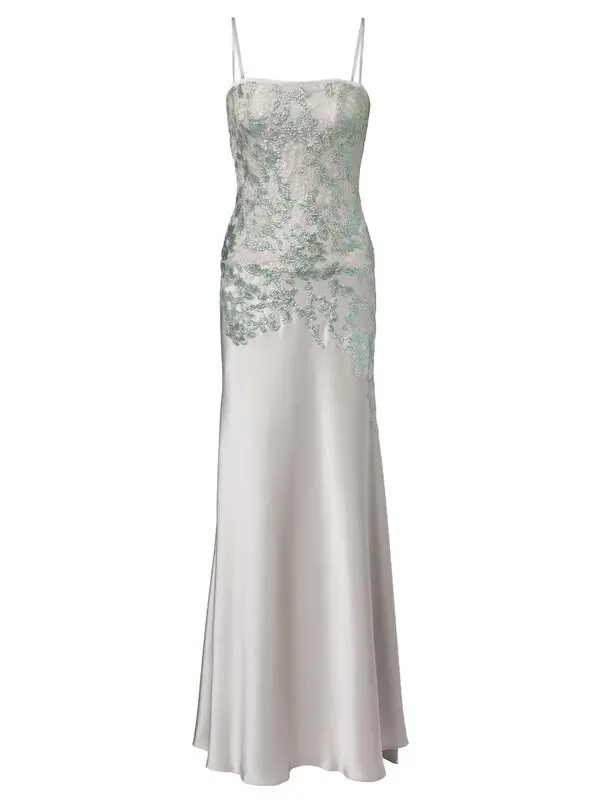 Costarellos Jennan Sequined Lace And Satin Gown - Green