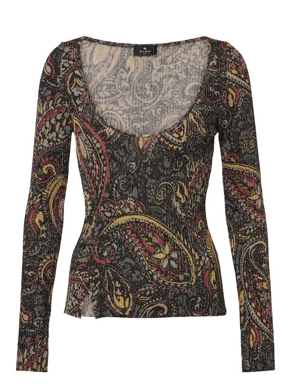 Etro Paisley Ribbed-knit Top - Multicoloured