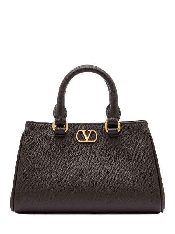 Valentino Garavani Vlogo Mini Leather Top-handle Bag - Brown