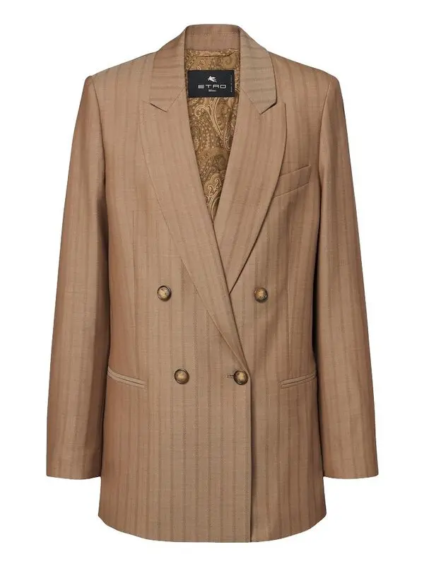Etro Striped Wool Blazer - Brown