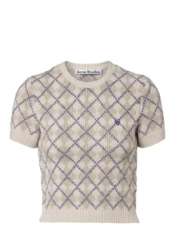 Acne Studios Argyle Cotton-blend Bouclé Sweater - Grey