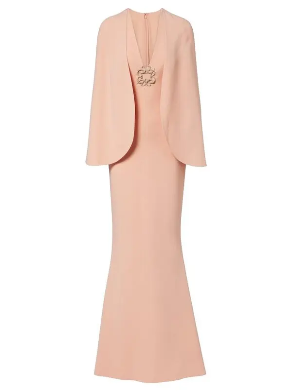 Elie Saab Embellished Cape Effect Cady Gown - Pink