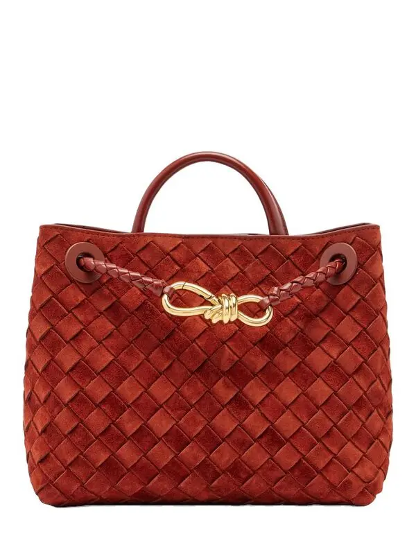 Bottega Veneta Andiamo Intrecciato Small Suede Tote Bag - Orange