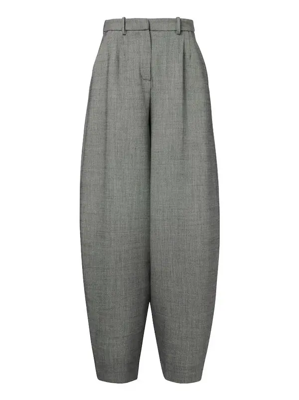 Magda Butrym Herringbone Wool-blend Barrel-leg Pants - Grey
