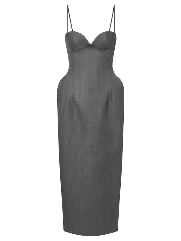 Magda Butrym Wool Corset Cocktail Dress - Grey