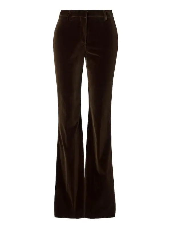 Etro Cotton Velvet Flared Trousers - Brown