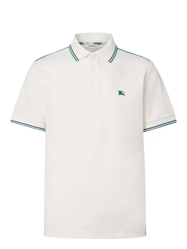 Burberry Ekd Cotton-blend Piqué Polo Shirt - White