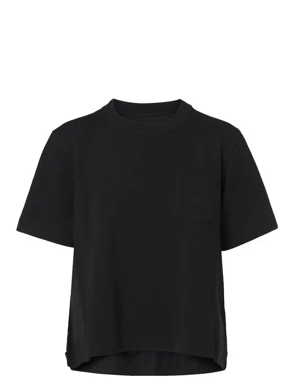 Sacai Cotton Jersey And Denim T-shirt - Black