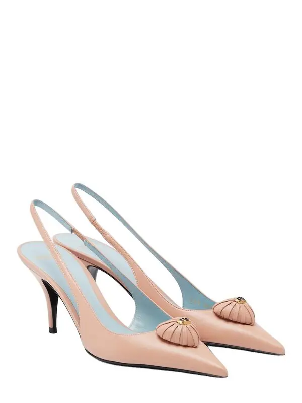 Valentino Garavani C?ur Royal Leather Slingback Pumps - Pink