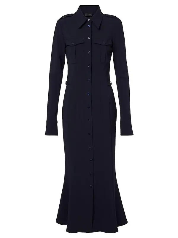 MUGLER Wool-blend Shirt Dress - Blue