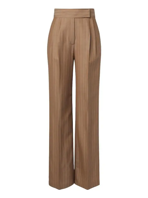 Etro Striped Wool Wide-leg Pants - Brown