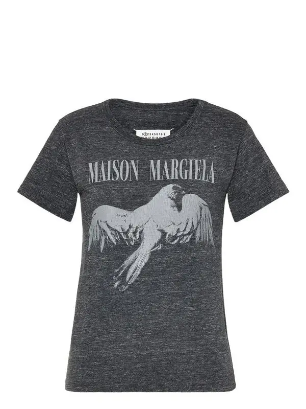 MAISON MARGIELA Grey Cotton Bird Motif T-shirt - Gray