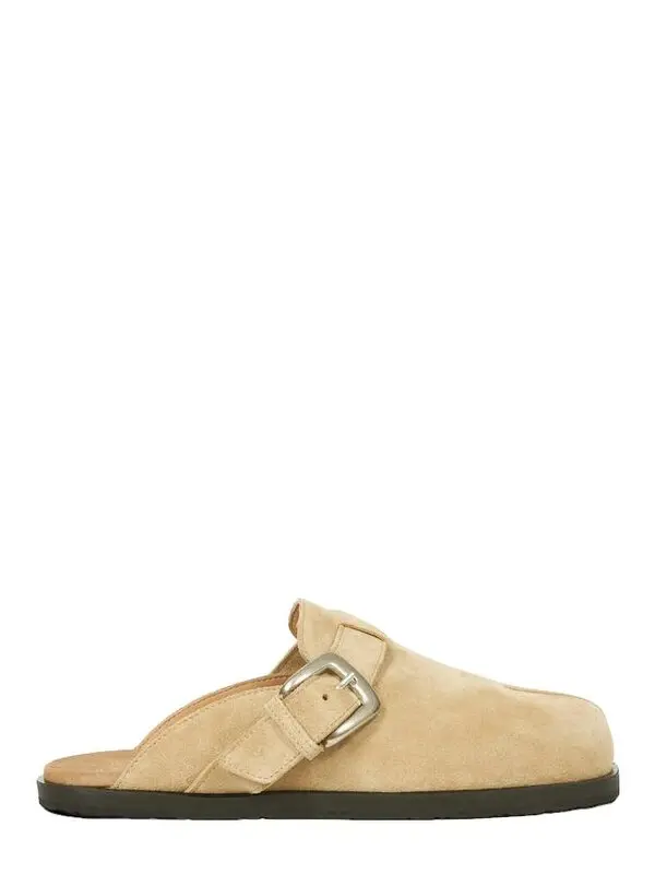 MAISON MARGIELA Split Toe Suede Clogs With Buckle Fastening - Cream