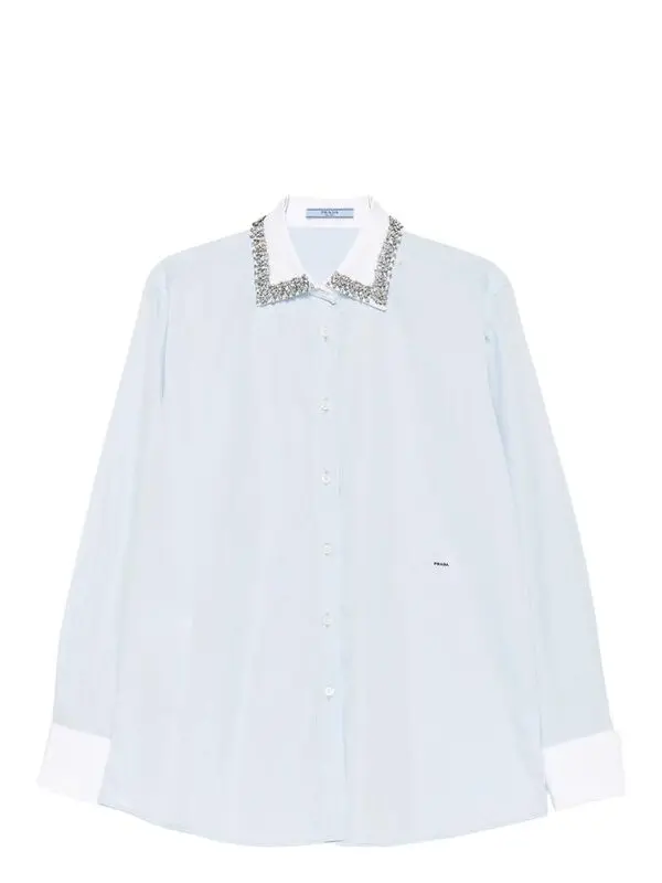 Prada Embellished Cotton Shirt - Blue