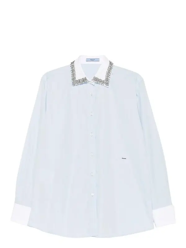 Prada Embellished Cotton Shirt - Blue