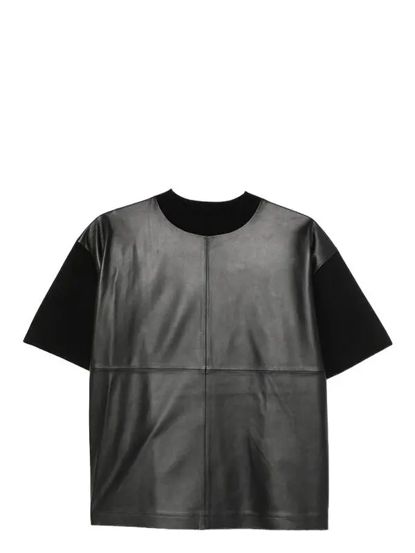 Max Mara Leather Panel T-shirt - Black