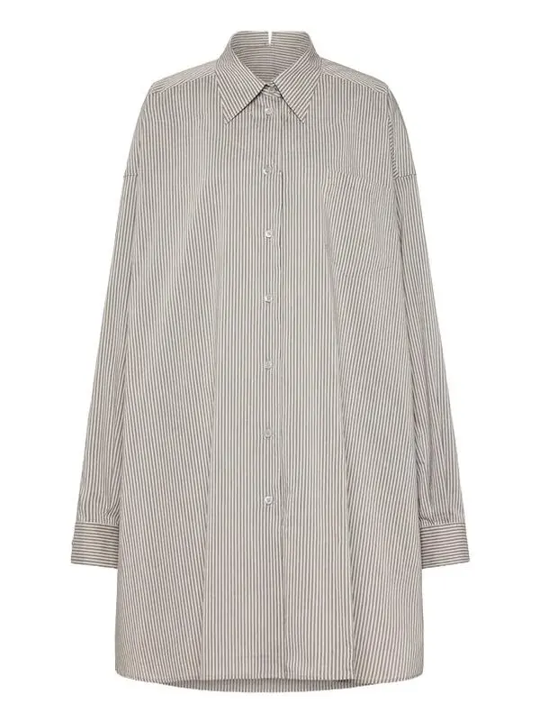 MAISON MARGIELA Striped Silk And Cotton Oversized Shirt - Brown