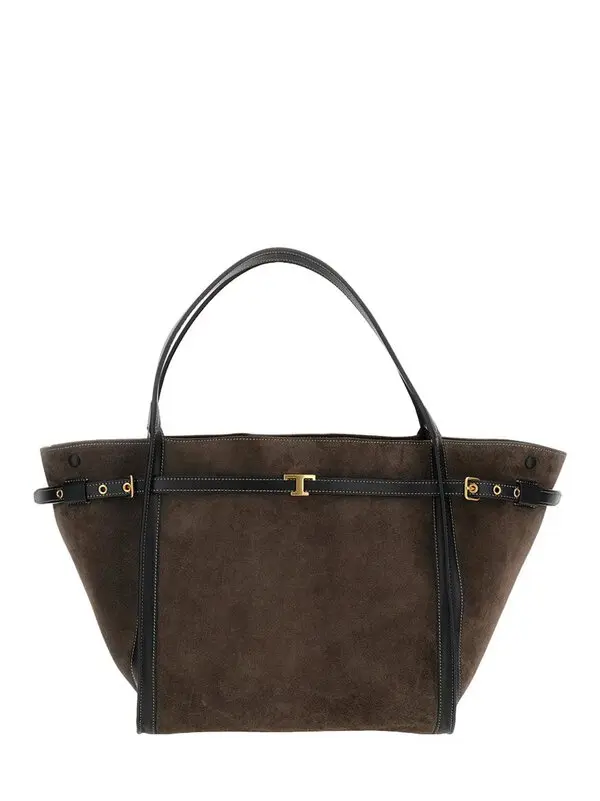 TOD'S Tim Shopping Medium Suede Bag - Multicolor