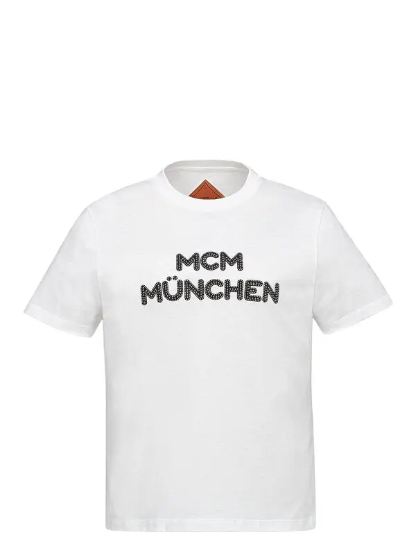 Mcm Organic Cotton T-shirt With Stud Embellishments - White