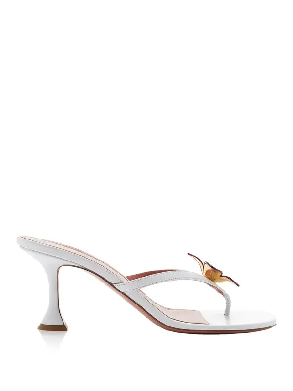 Amina Muaddi Vittoria Thong Leather Slippers - White