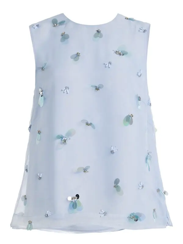 Simkhai Embellished Silk Top - Blue
