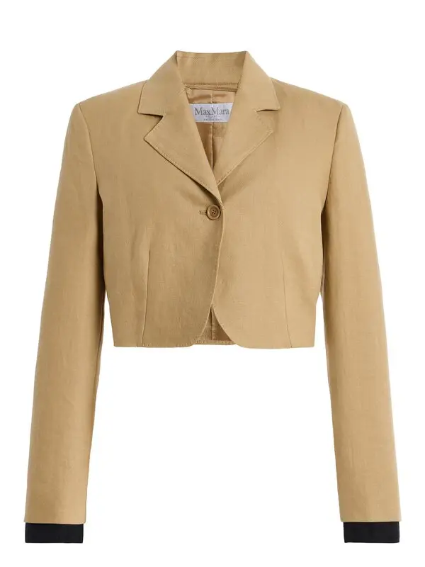 Max Mara Cropped Linen Blazer - Tan