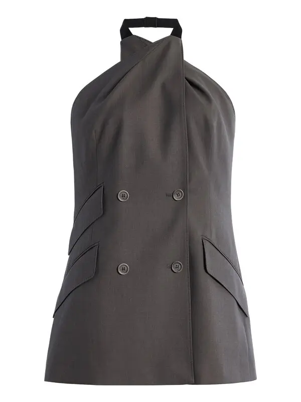 Max Mara Wool Sleeveless Blazer - Grey