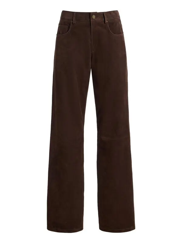 ARMA Suede Straight-leg Pants - Brown