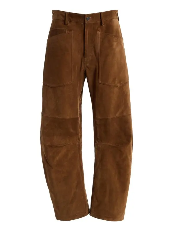 NILI LOTAN Suede Wide-leg Trousers - Brown