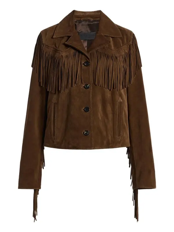 NILI LOTAN Eloi Fringed Suede Jacket - Brown