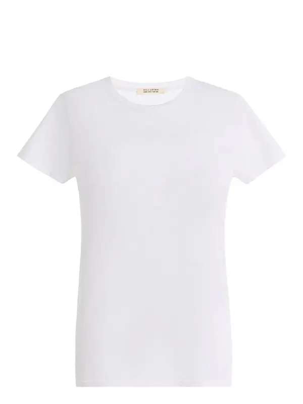NILI LOTAN Lana Crewneck Cotton T-shirt - White