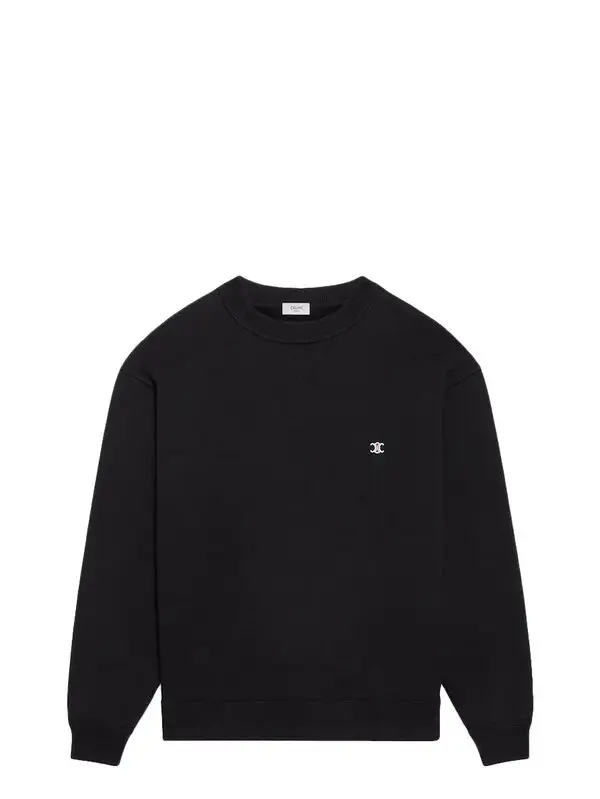 Celine Cotton Fleece Sweatshirt With Triomphe Embroidery - Black