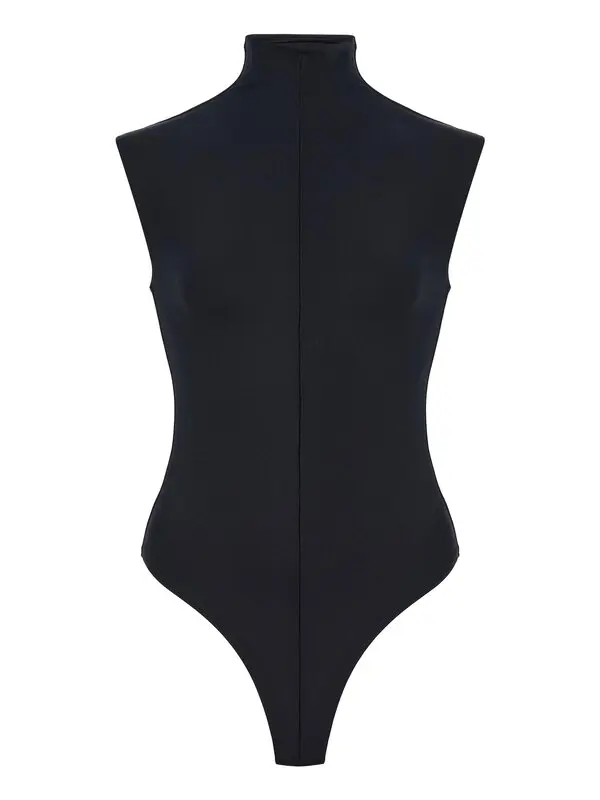 Wardrobe.NYC Sleeveless High Neck Bodysuit - Black