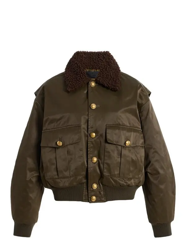 NILI LOTAN Tigre Shell Bomber Jacket - Green