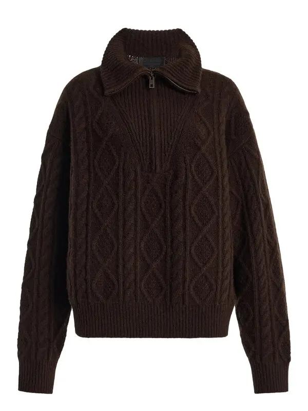 NILI LOTAN Jori Cashmere Quarter-zip Sweater - Brown