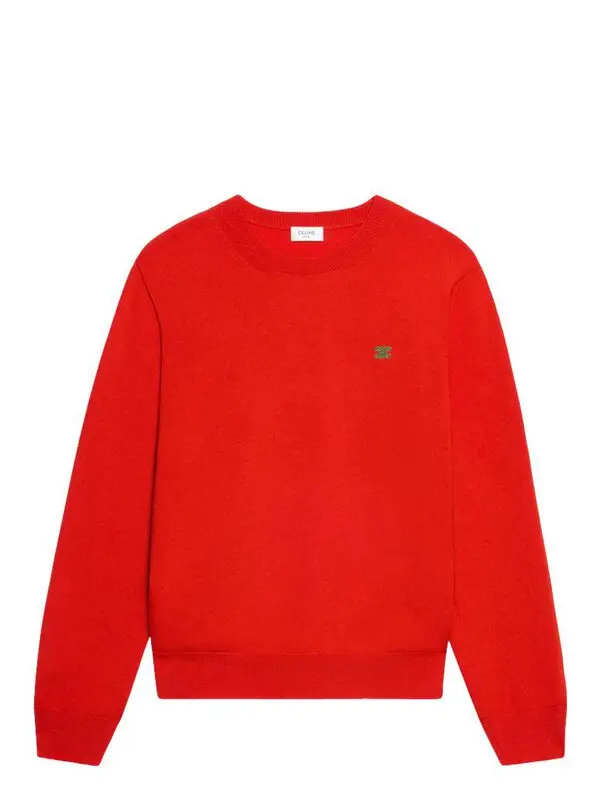 Celine Fine Wool Sweater With Triomphe Embroidery - Multicolor