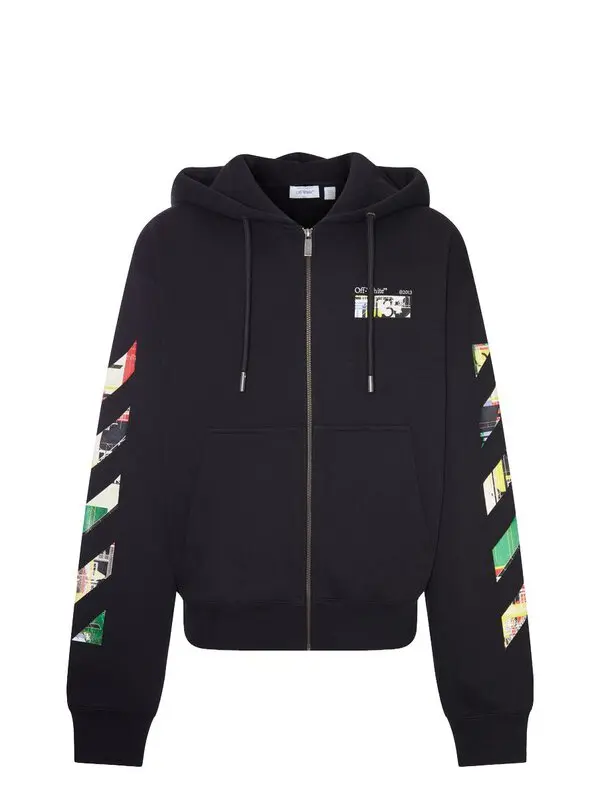 Off-White Industrial Arrow Zip-up Hoodie - Black