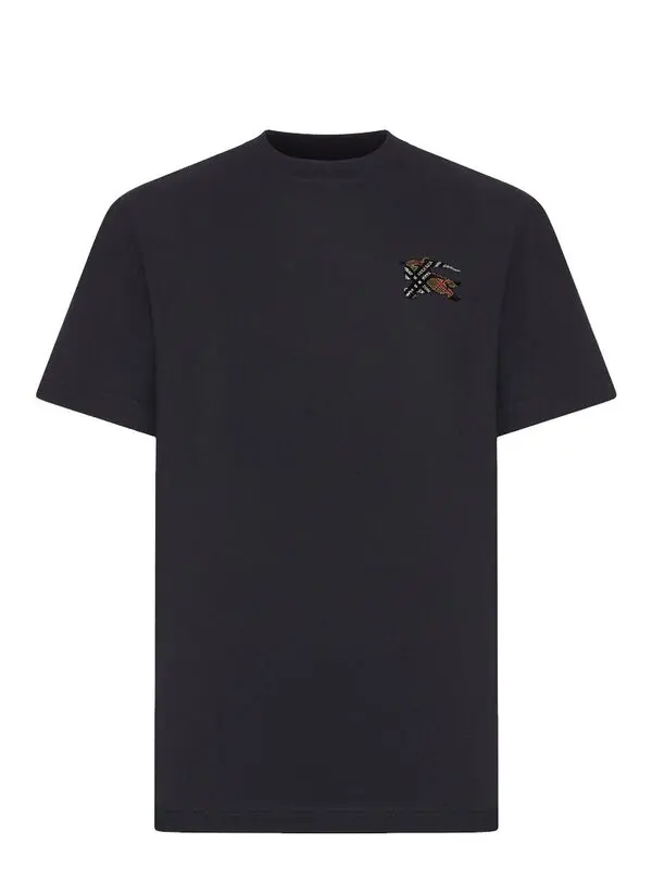 Burberry Cotton T-shirt With Horseman Logo - Black