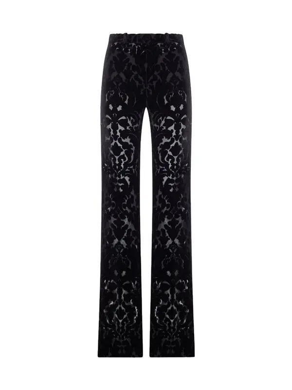 Gucci Floral-print Devoré Velour Trousers - Black