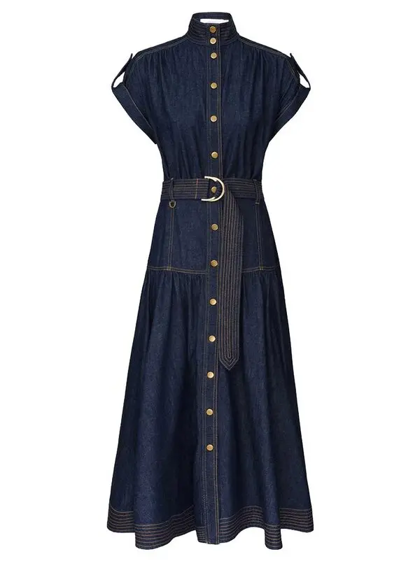 Zimmermann Midi Denim Dress With Belt - Blue