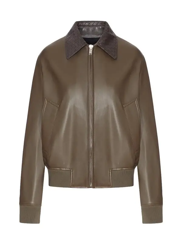 Bottega Veneta Glossy Lambskin Jacket With Braided Collar - Multicolor