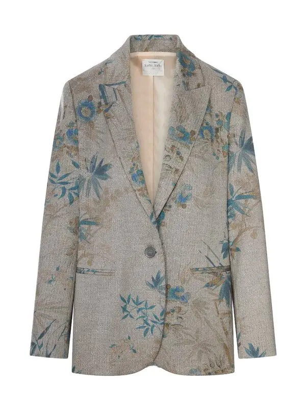 FORTE_FORTE Single-breasted Floral Print Blazer - Cream