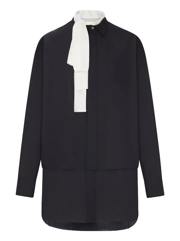 Sacai Shirt Dress With Integrated Scarf - Black