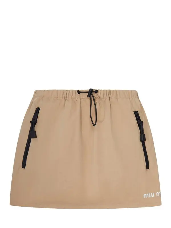 Miu Miu Cotton Gabardine Miniskirt With Drawstring - Multicolor