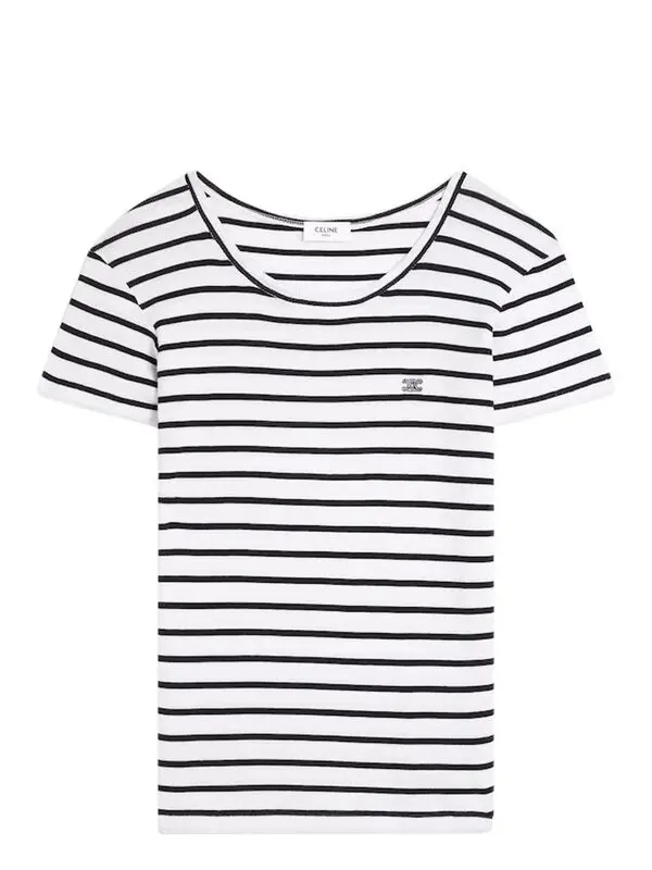 Celine Striped Silk Jersey T-shirt - Multicolor
