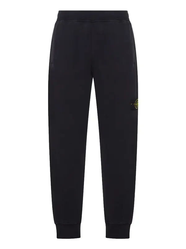 Stone Island Cotton Joggers With Compass Logo - Black