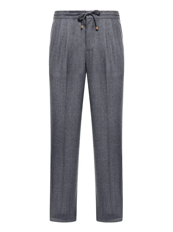 Brunello Cucinelli Wool Trousers With Pleats - Brown
