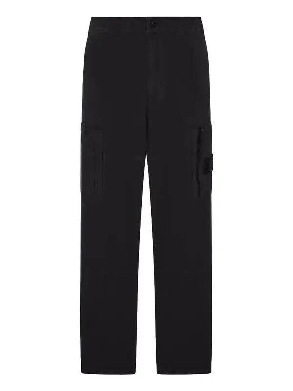 Stone Island Cotton Ripstop Cargo Trousers - Black