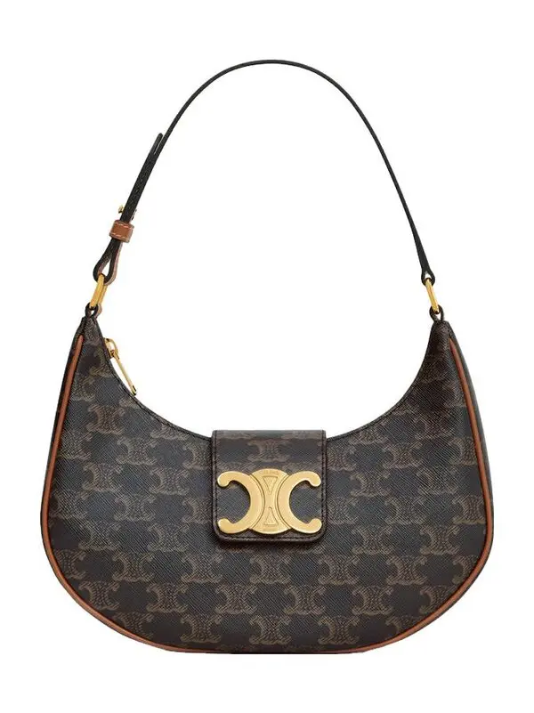 Celine Medium Ava Triomphe Bag In Triomphe Canvas And Calf Leather - Tan